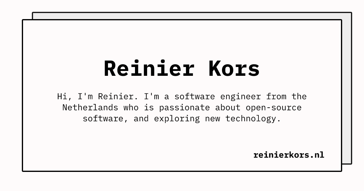 Reinier Kors - Software Engineer - Netherlands